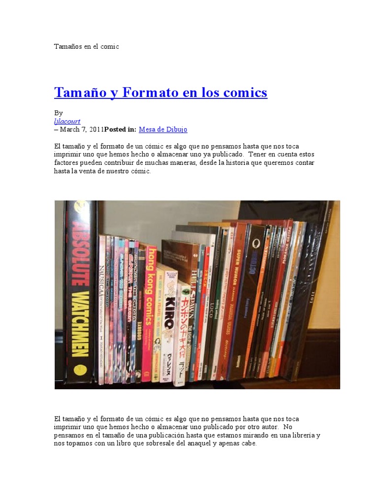 Tamaños y formatos en cómics | PDF | Cómics | Diseño de comunicacion