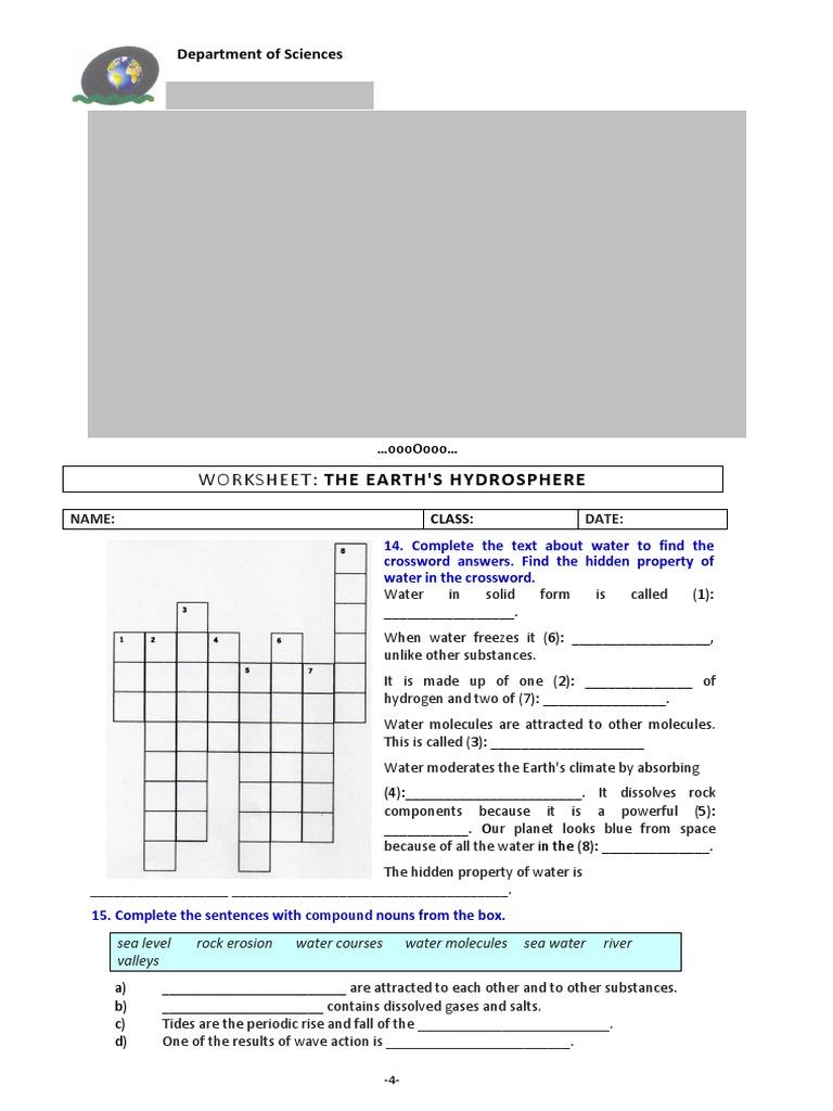 Activities About Hydrosphere | PDF | Tide | Water Cycle