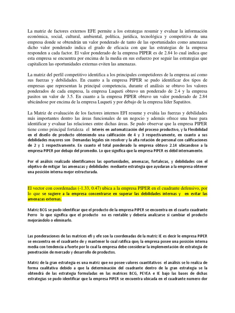 Matriz EFI | PDF | Matriz (Matemáticas) | Business