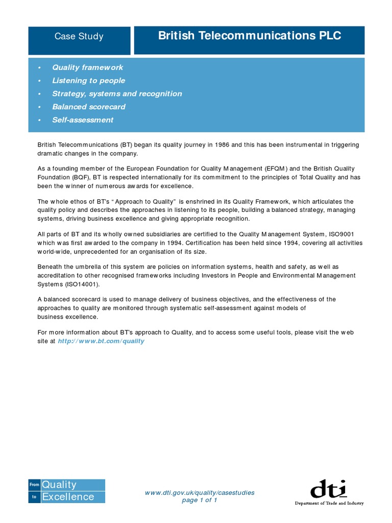 BT TQM Case-Study | PDF