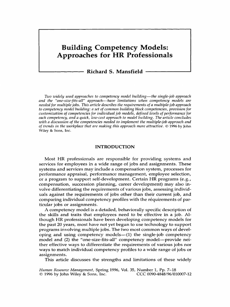 Building Effective Competency Models | PDF | Competence (Human Resources) | Employment