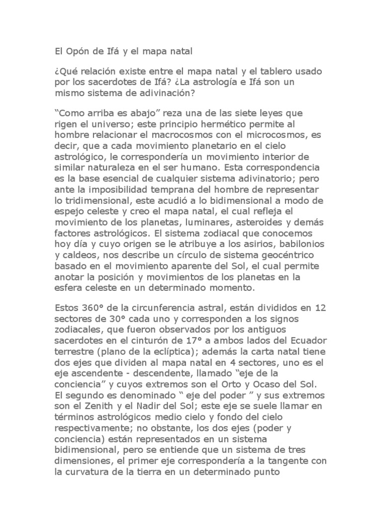 El Opón de Ifá y El Mapa Natal | PDF | Horóscopo | Astrología