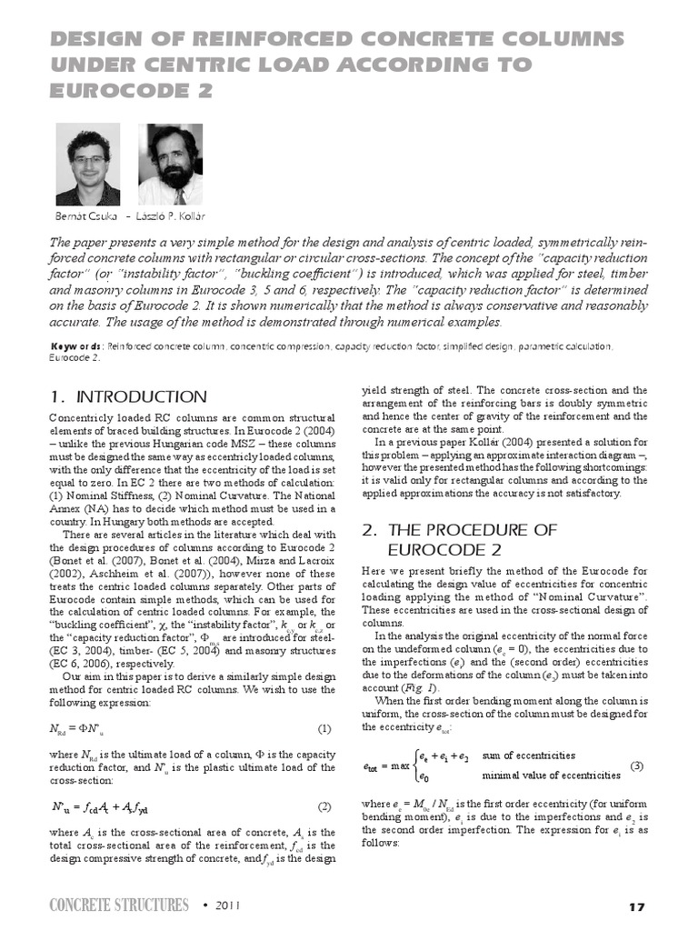 Eurocode 2: Design of Centric RC Columns | PDF | Column | Cross Section ...