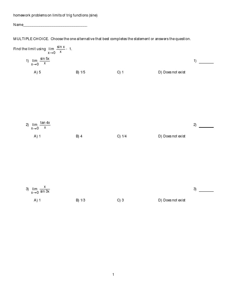 Trig Calc Limits 10 | PDF