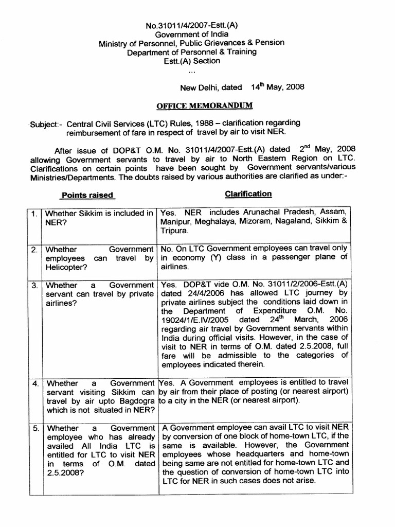 Ccs LTC Rules | PDF | Government Of India | Government