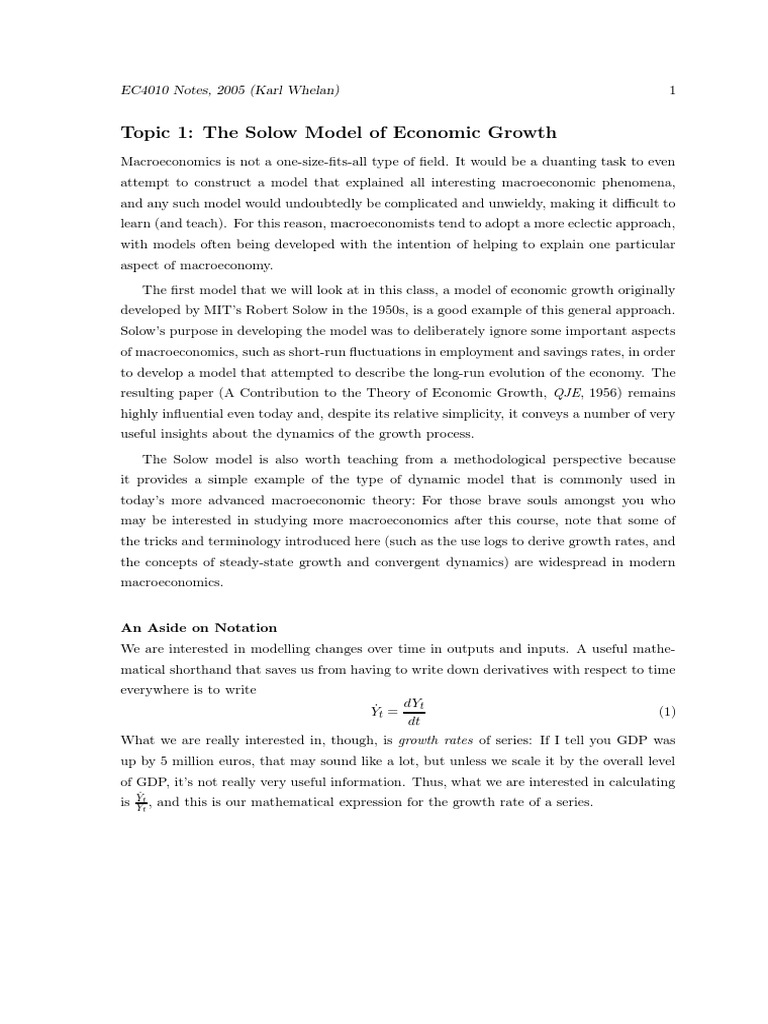Solow model | Economic Growth | Production Function