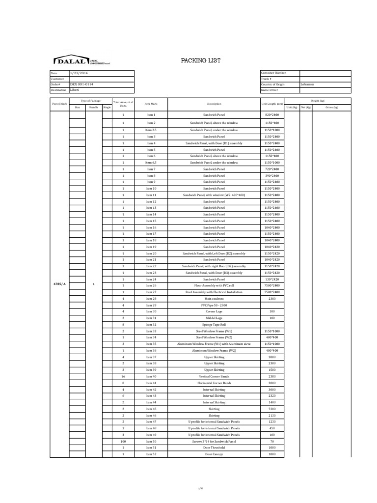 Packing List DEX 001-0114 | PDF | Drill | Screw