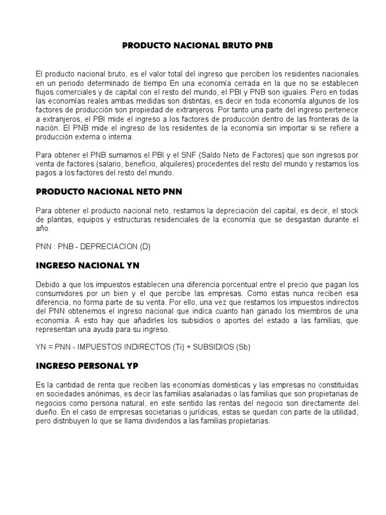 Definición y Comparación de PNB y PIB | PDF | Producto nacional bruto ...