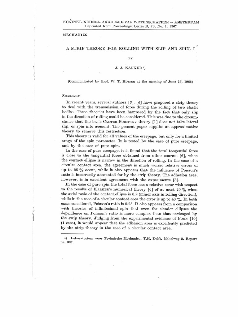1967-13 A Strip Theory For Rolling With Slip and Spin | PDF | Science ...