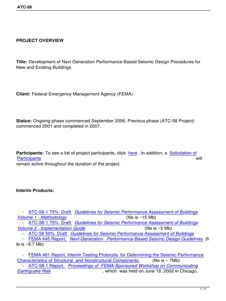 Atc 58 Project | PDF | Federal Emergency Management Agency | Emergency ...