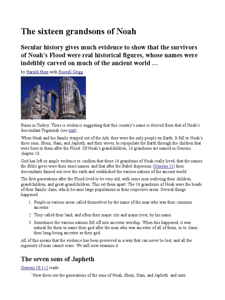 The Sixteen Grandsons of Noah | Noah | Torah People