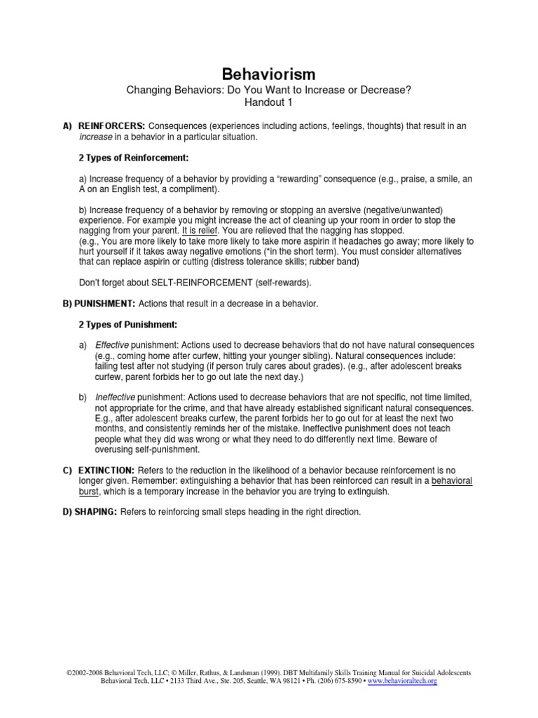 Handouts Practice Exercises | PDF | Reinforcement | Adolescence
