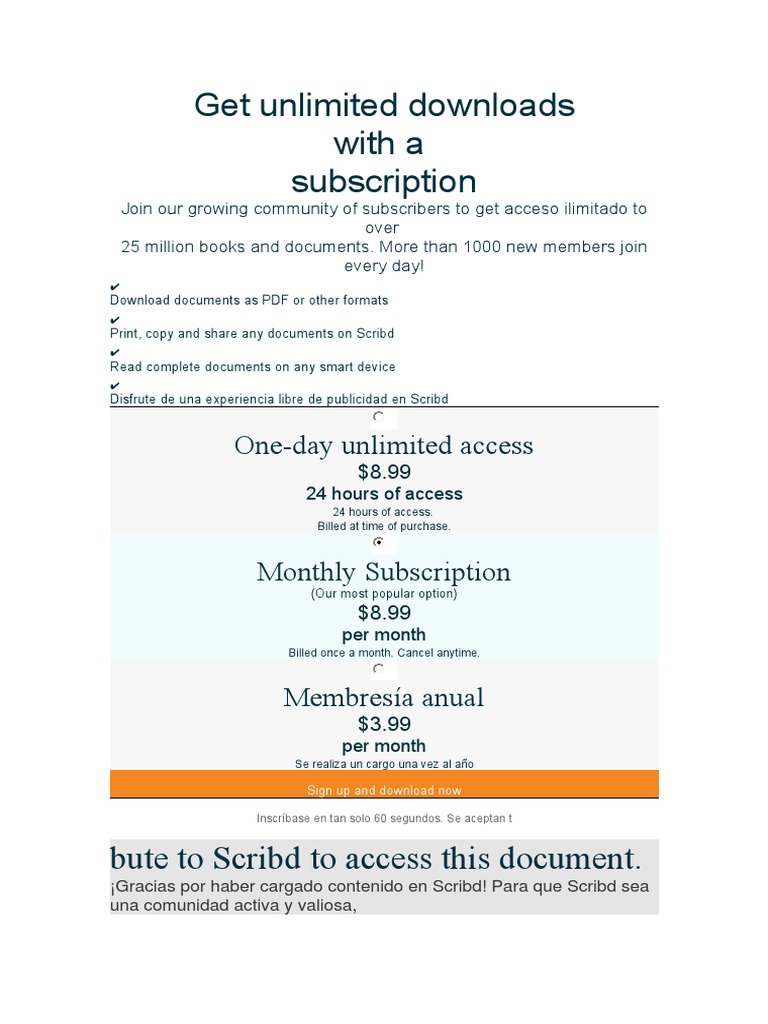 Get Unlimited Downloads With A Subscription: Bute To Scribd To Access This Document | PDF ...