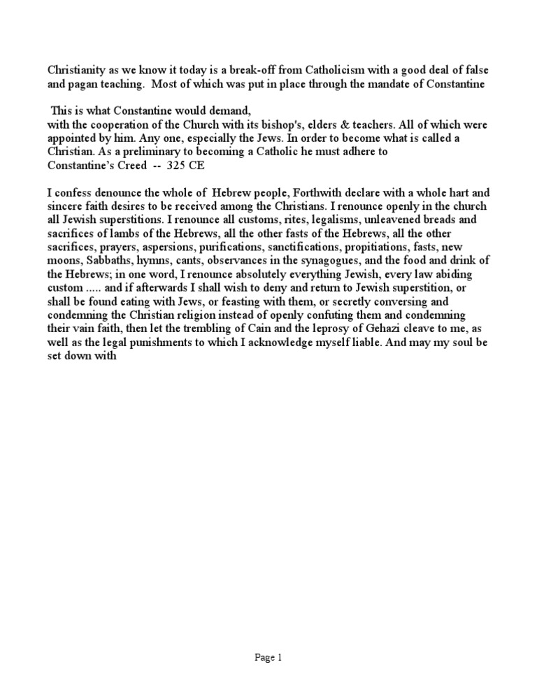 Constantine's Creed 325 CE (B) | PDF | Jews | Fasting