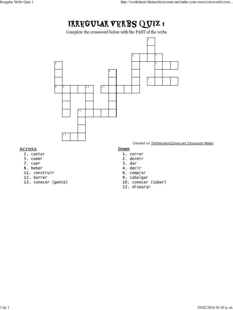 Irregular Verbs Quiz 1 | PDF | Grammar | Linguistic Morphology