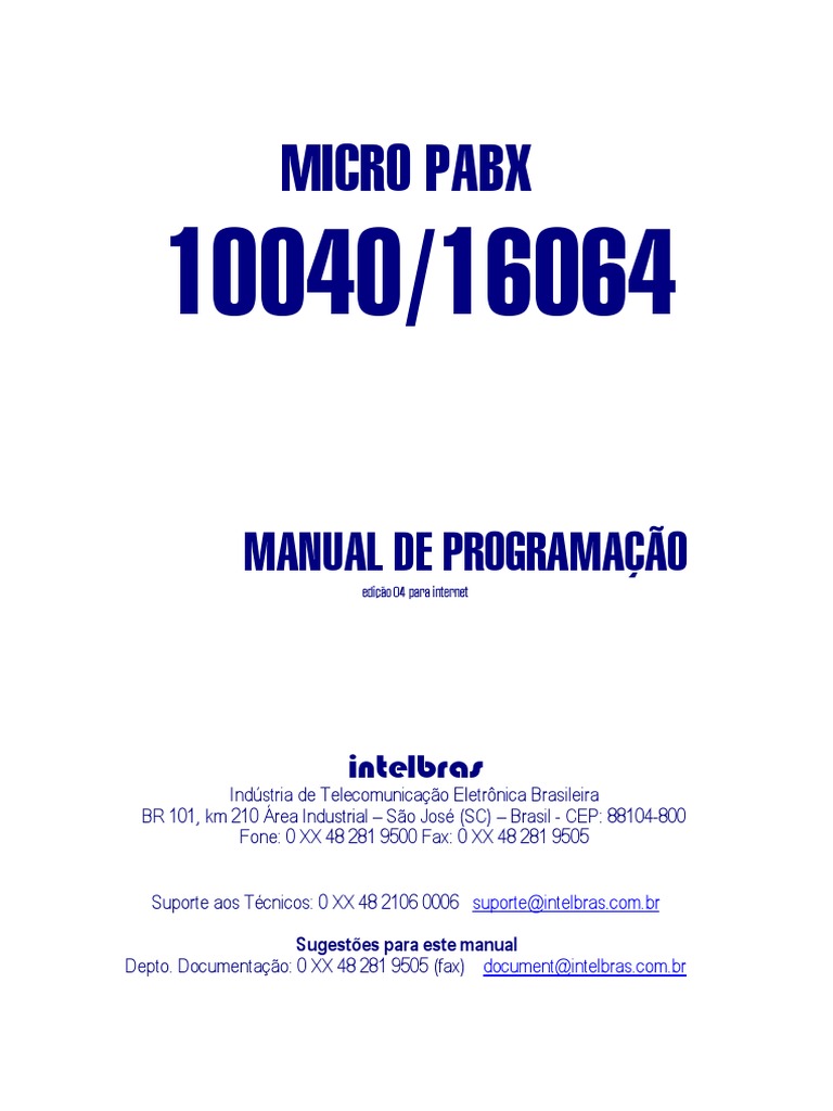 Manual de Programacao Pabx 16064 | PDF | Tempo | Calendário
