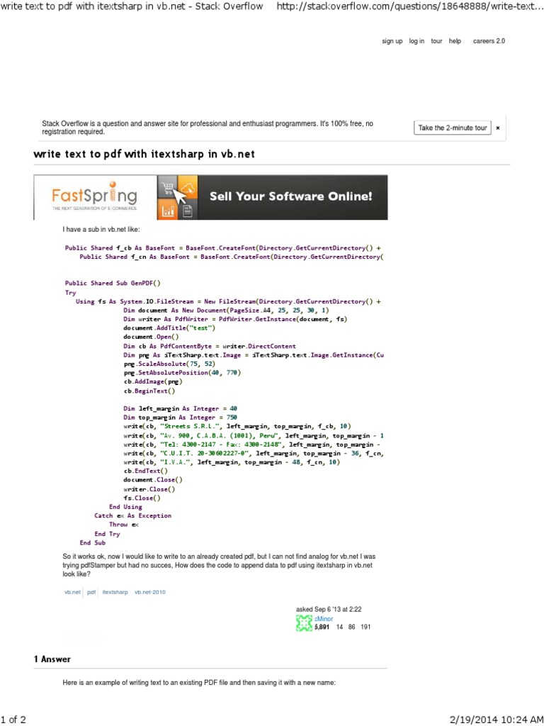 Write Text To PDF With Itextsharp in | PDF | Portable Document Format | Digital Technology
