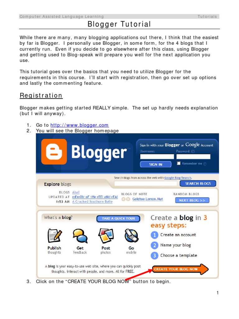 Blogger Tutorial | PDF | Blog | Hypertext