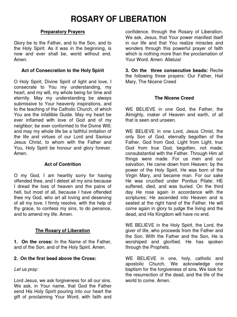 Rosary Of Liberation Pdf God The Father Jesus