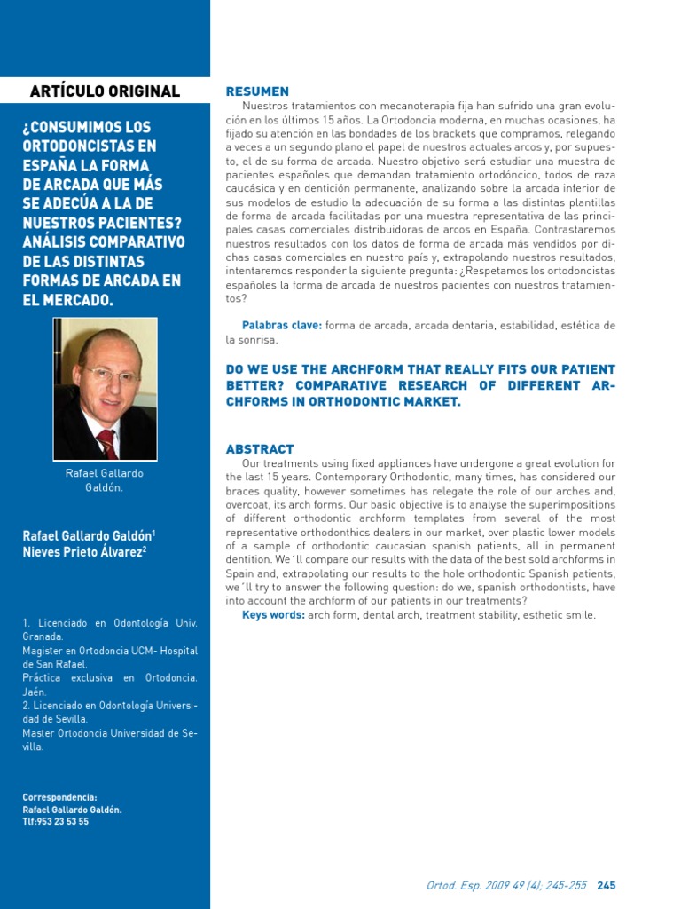 Articulo Rafael Gallardo - Formas de Arcada Dentaria PDF | PDF | Curva ...
