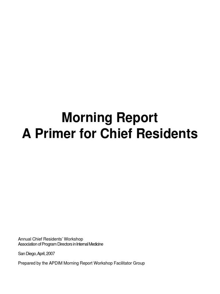 Morning Report Common Handout | Evidence Based Medicine | Teachers
