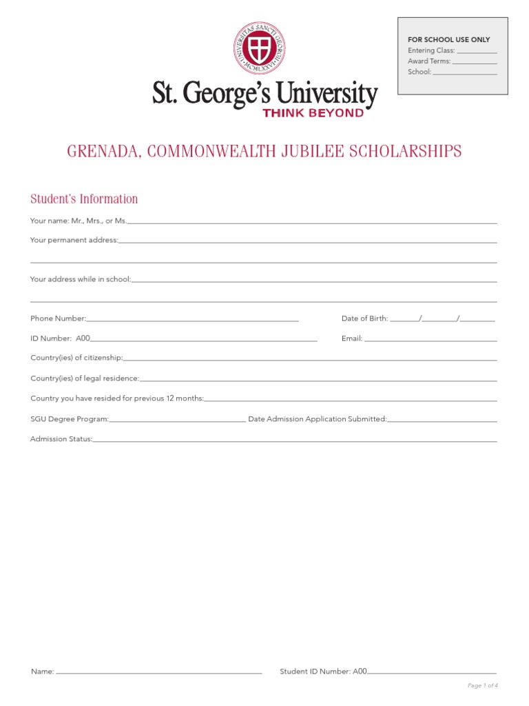 Commonwealth Jubilee Scholarships Application | PDF | Academic Degree ...
