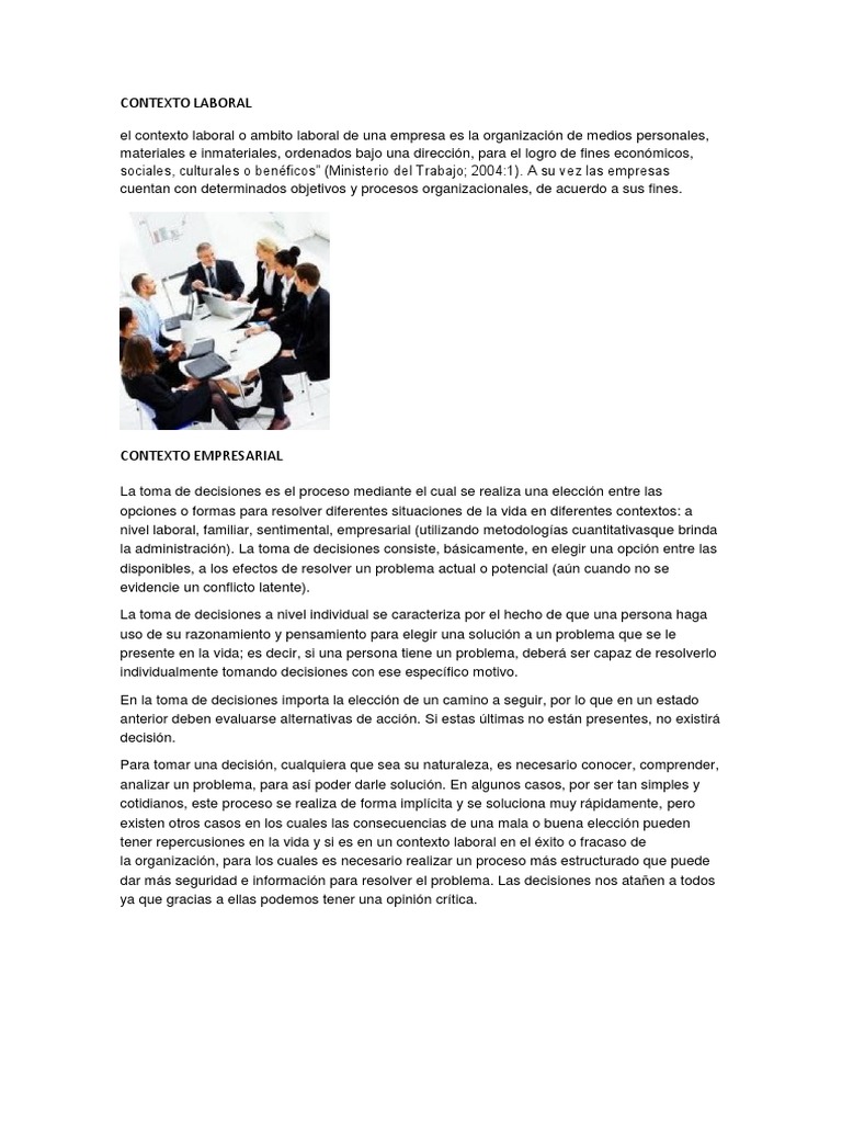 Contexto Laboral | PDF | Toma de decisiones | Epistemología