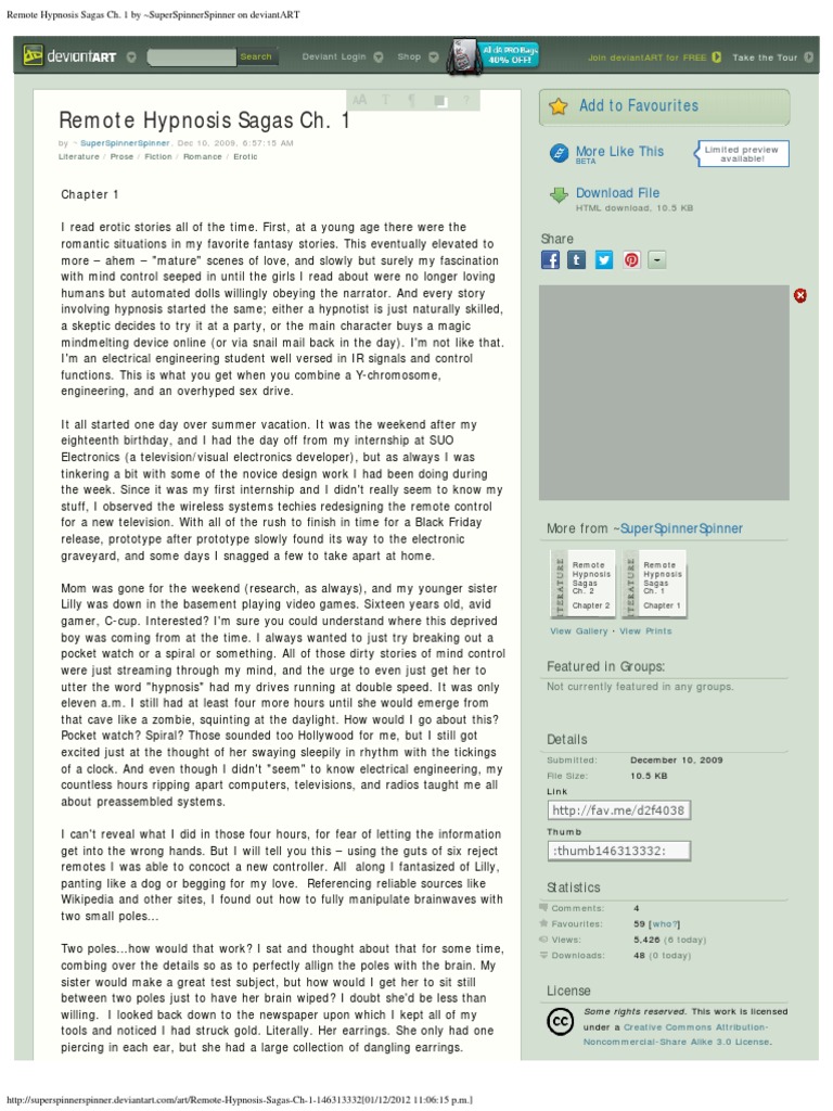 Remote Hypnosis Sagas Ch. 1 by SuperSpinnerSpinner On DeviantART | PDF ...