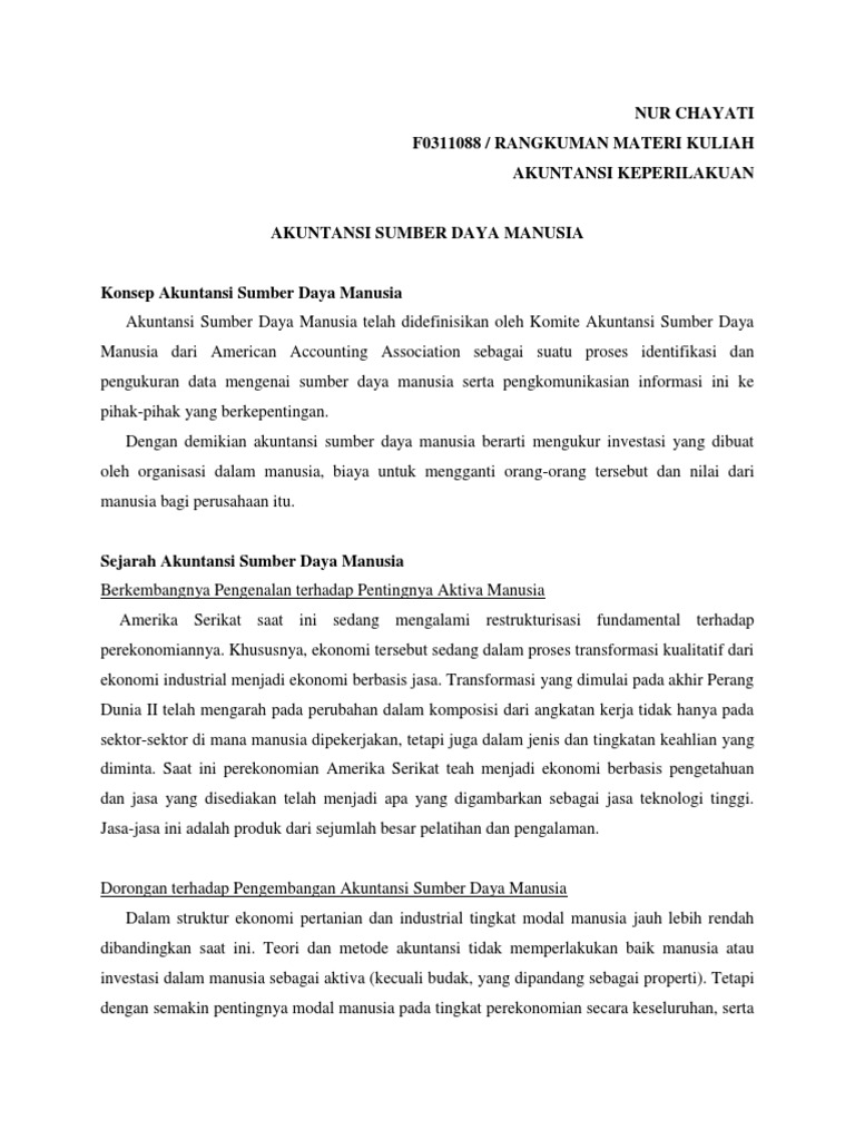 Akuntansi Sumber Daya Manusia | PDF | Karier & Perkembangan