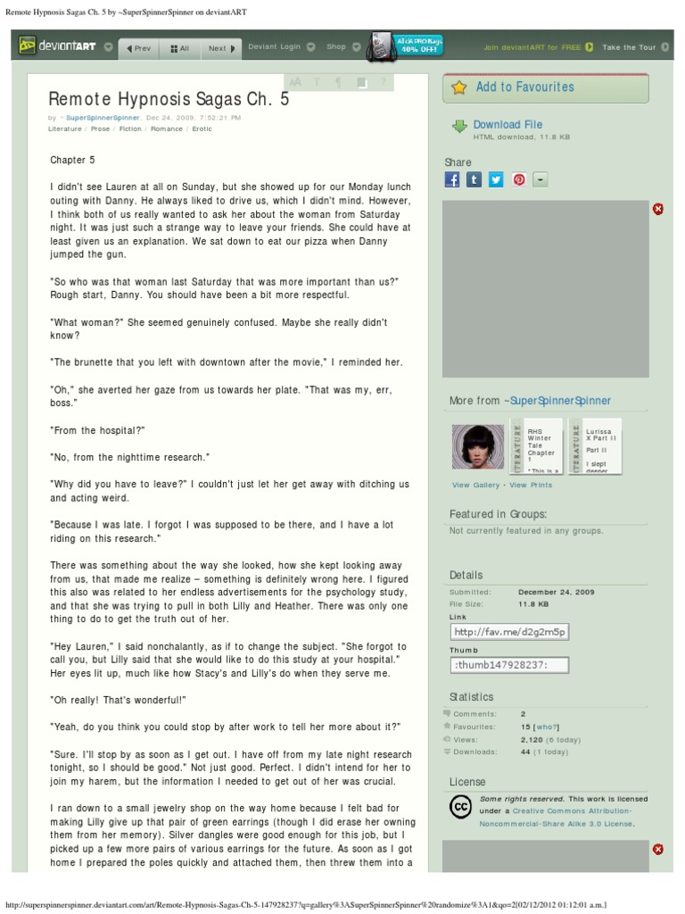 Remote Hypnosis Sagas Ch. 5 by SuperSpinnerSpinner On DeviantART | PDF ...