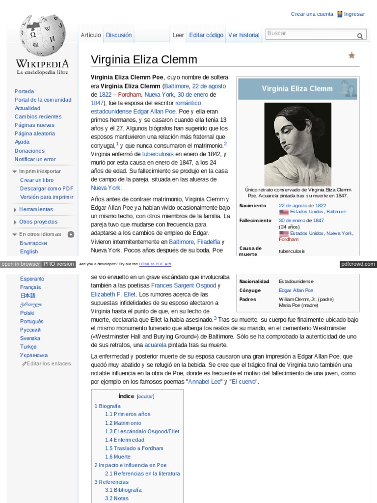 Virginia Eliza Clemm | PDF | Edgar Allan Poe