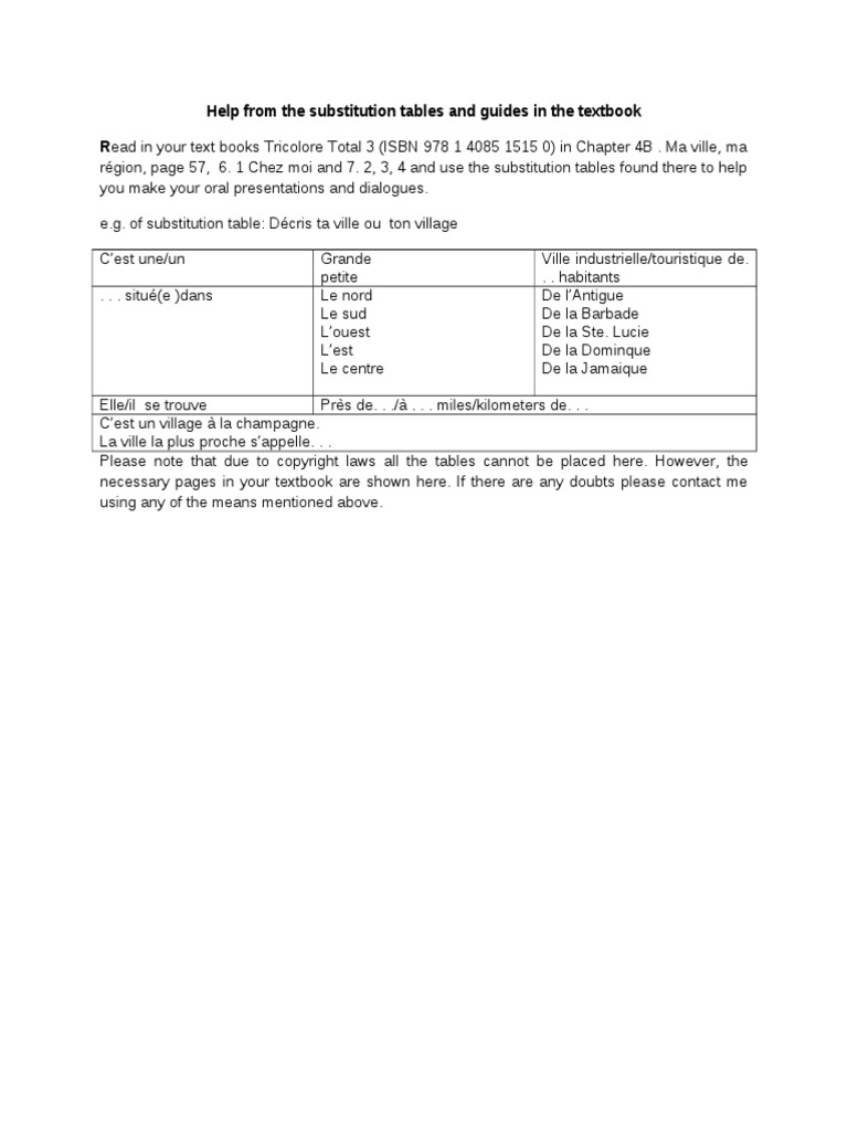 Substitution Tables for Oral Presentations | PDF | Foreign Language Studies