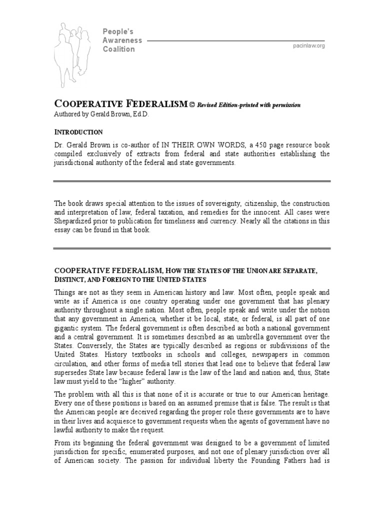 Cooperative Federalism | PDF