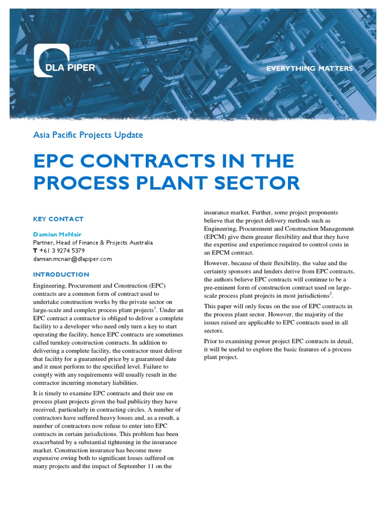 Epc Contracts Process Plant Sector | PDF | Project Finance | Damages