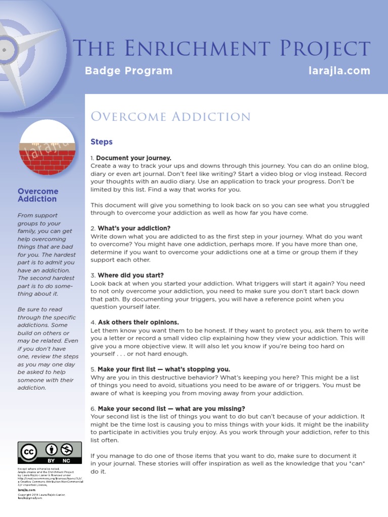 Badge: Overcome Addiction | PDF | Substance Abuse | Physical Exercise