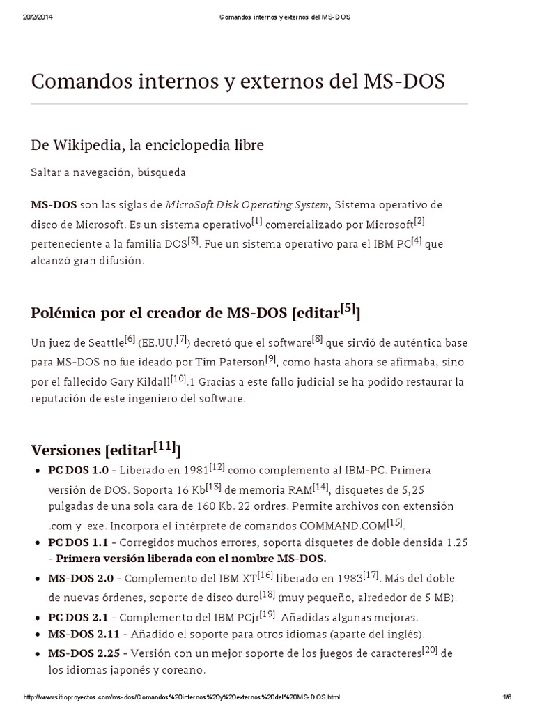 Comandos Internos y Externos Del MS-DOS | PDF | Dos | Archivo de computadora