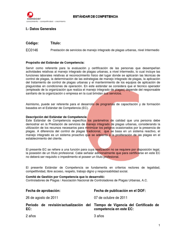 EC0146 Manejo Integrado de Plagas | PDF | Pesticida | Plaga (organismo)