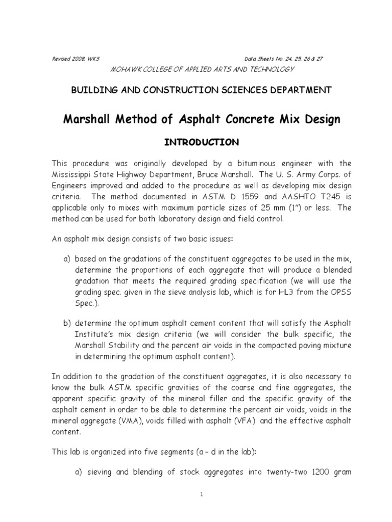 EA448 Lab 7 Marshall Lab Procedure | PDF | Density | Construction Aggregate
