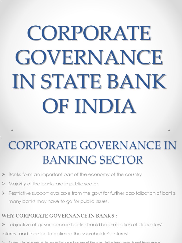 Corporate Governance in SBI Overview | PDF | Corporate Governance | Banks
