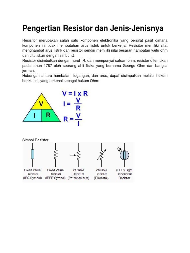Pengertian Resistor Dan Jenis | PDF