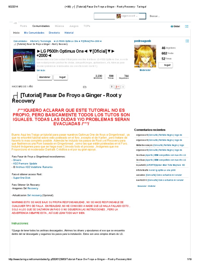 (+99) (Tutorial) Pasar de Froyo A Ginger - Root y Recovery - Taringa! | PDF | Android (sistema ...
