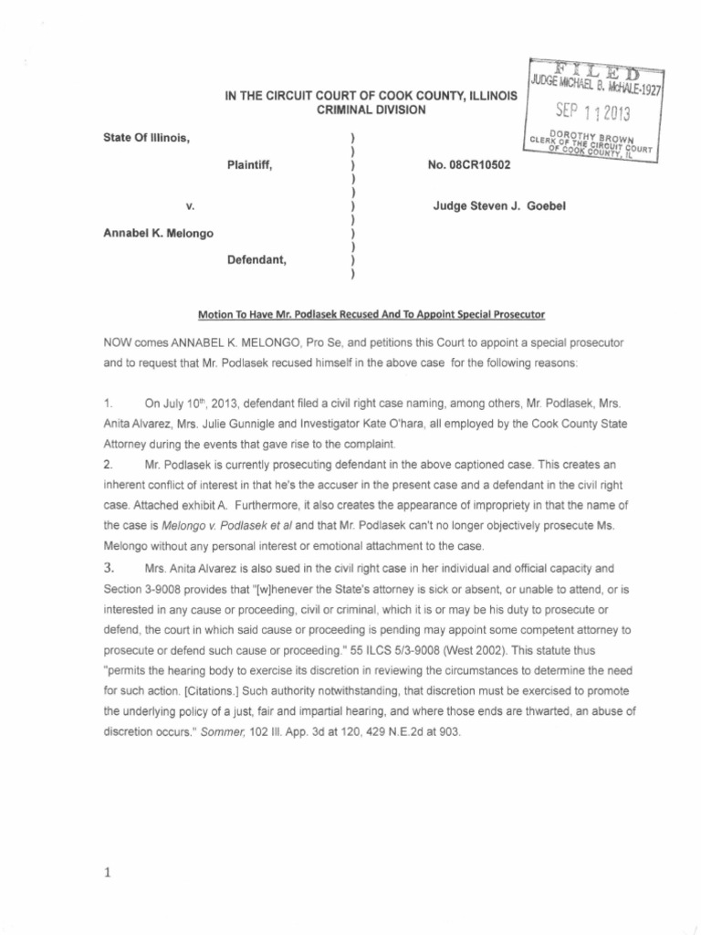 Motion for Recusal and Special Prosecutor | PDF | Prosecutor ...