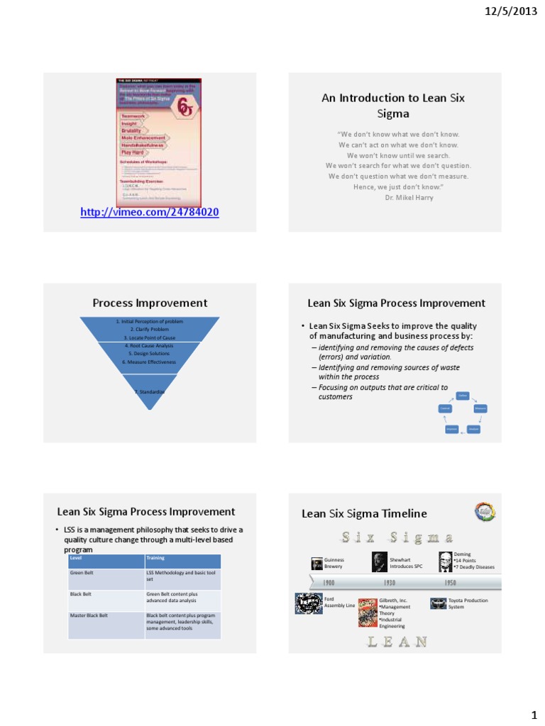 An Introduction To Lean Six Sigma | PDF | Six Sigma | Lean Manufacturing