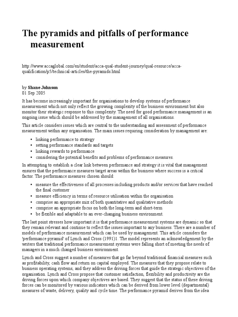 Performance Measurement Pyramid Insights | PDF | Benchmarking ...