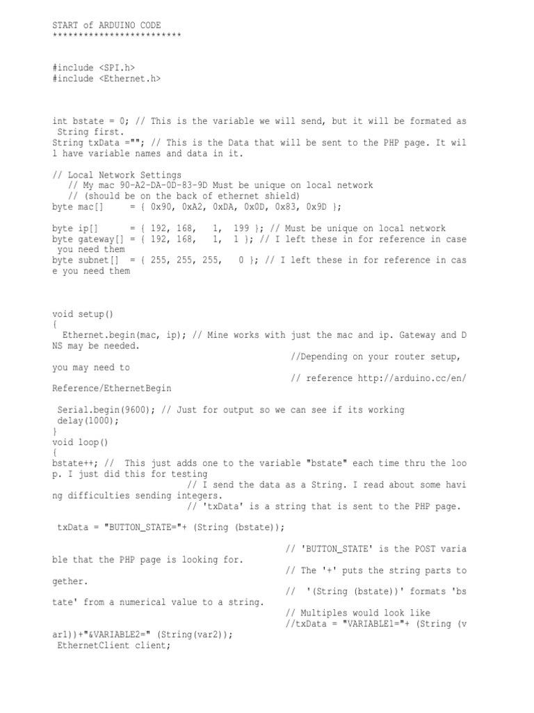 Arduino Ethernet Post To Php To Mysql Pdf Php Integer Computer 0439