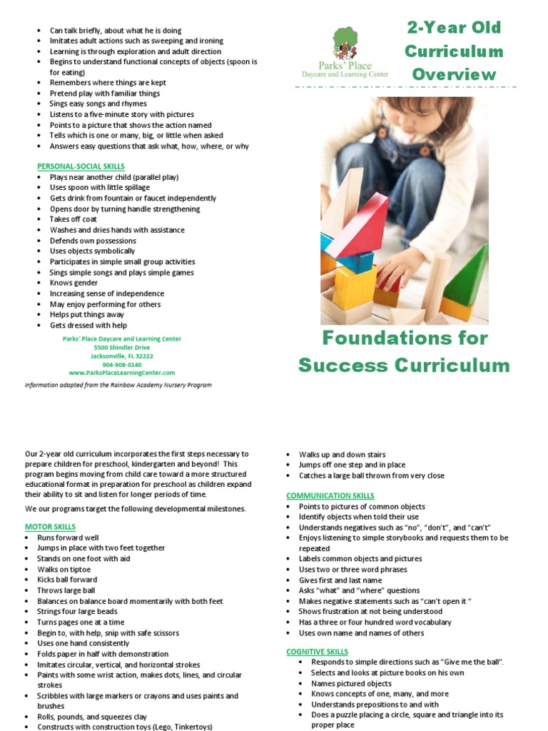2 Year Old Curriculum Brochure | Download Free PDF | Preschool | Cognition