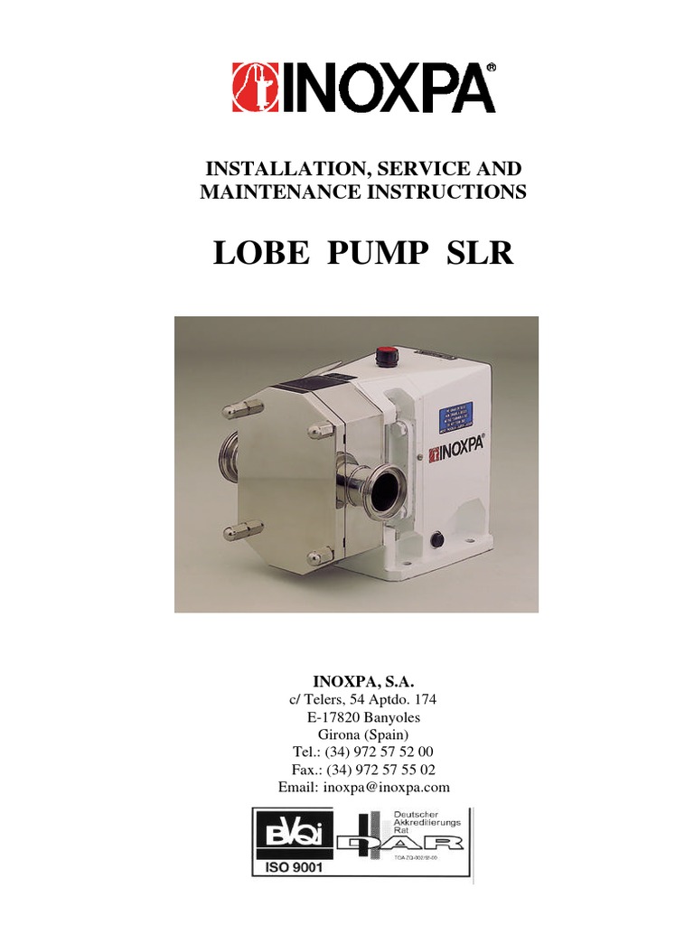 Inoxpa - Manual | PDF | Pump | Valve