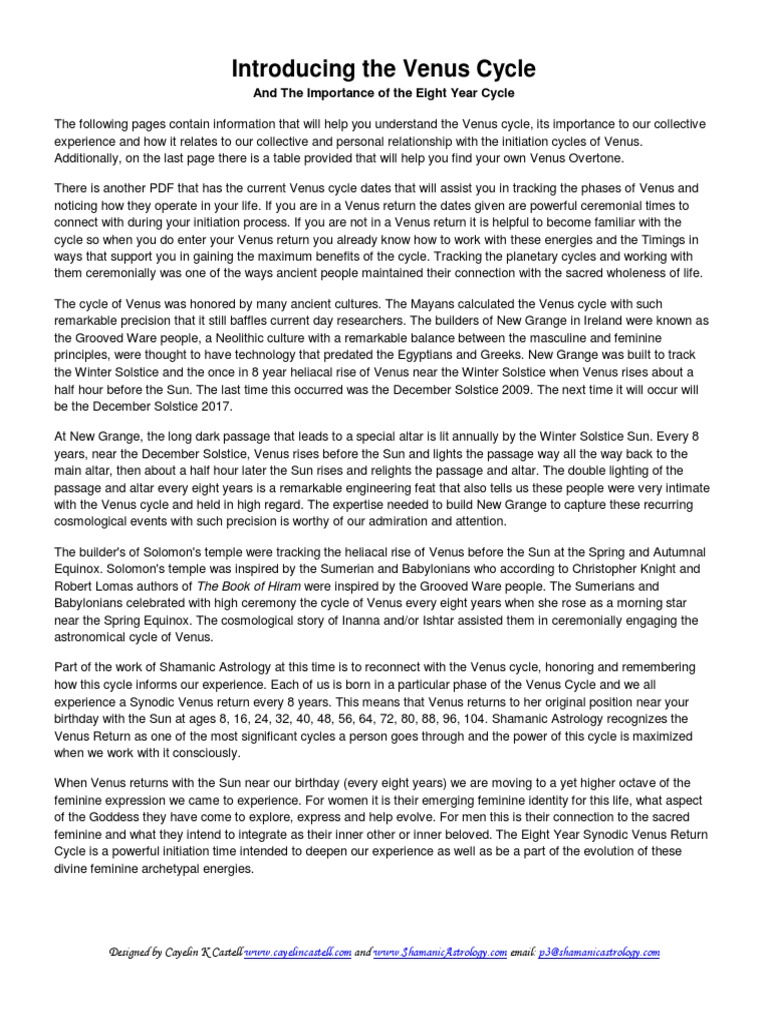 Venus Cycle Outline Plus 2PDF | PDF | Milky Way | Venus