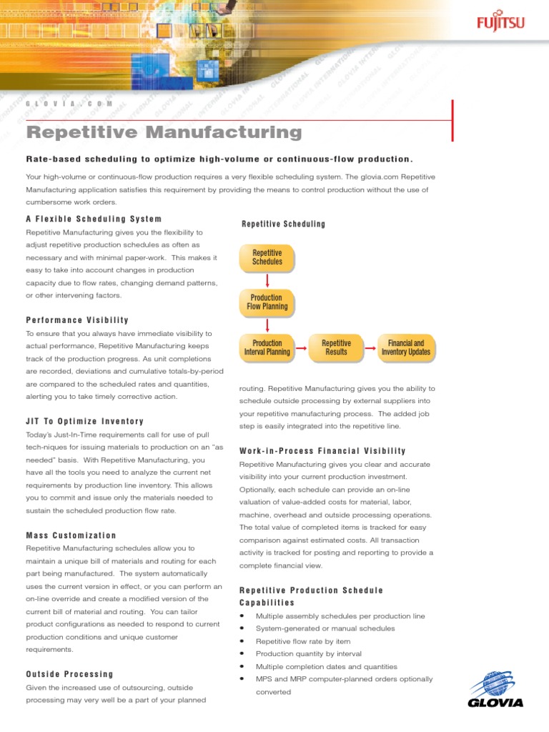 Repetitive Manufacturing | Scheduling (Production Processes) | Inventory