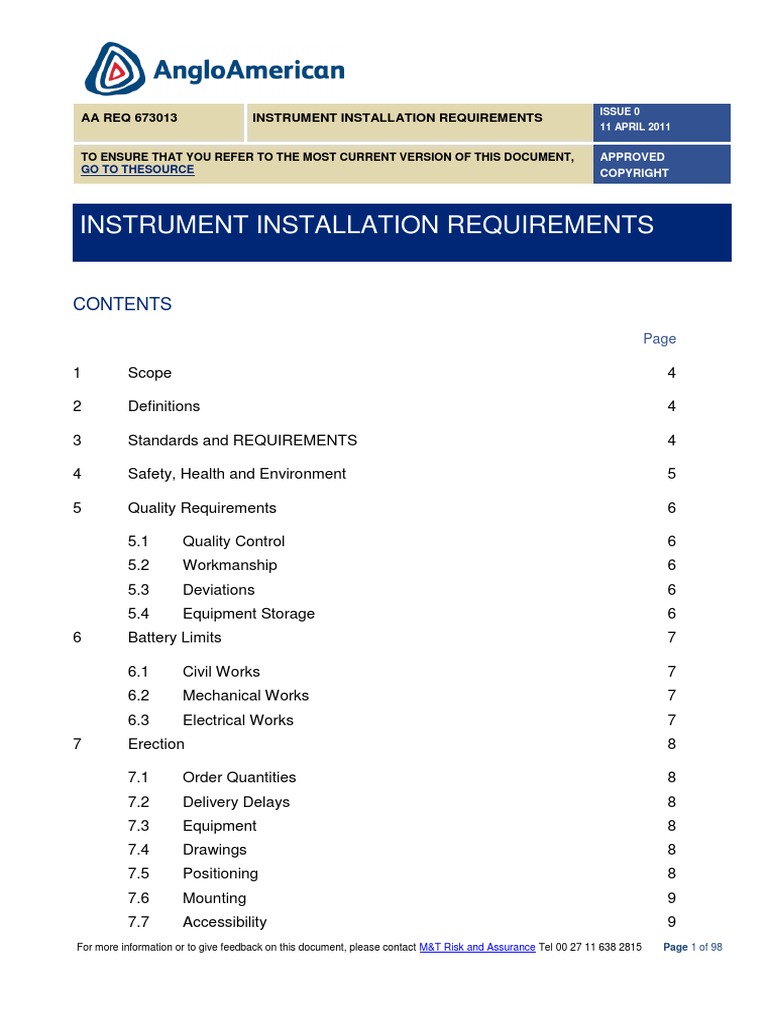 Instrument Installation Requirements | PDF | Cable | Electrical Wiring